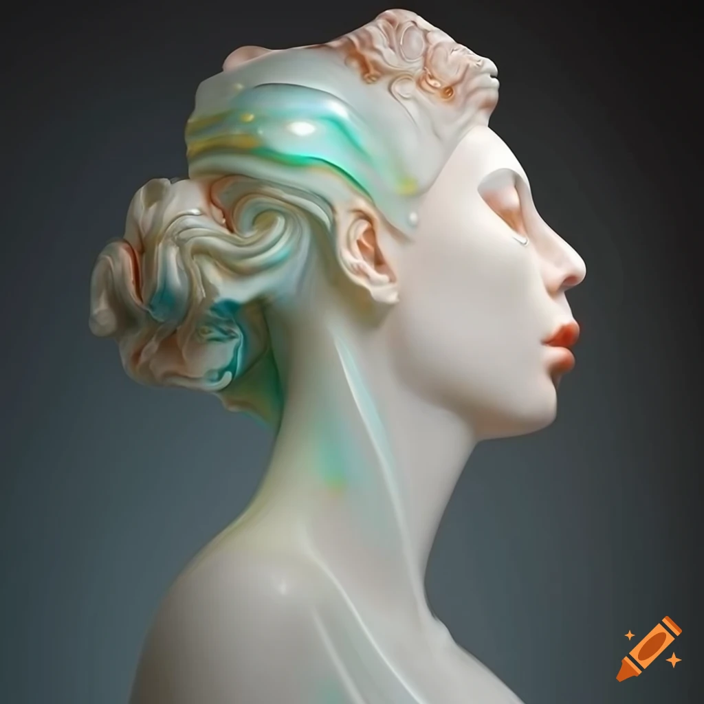 Photo-realistic sculpture with vibrant colored marble figures on Craiyon
