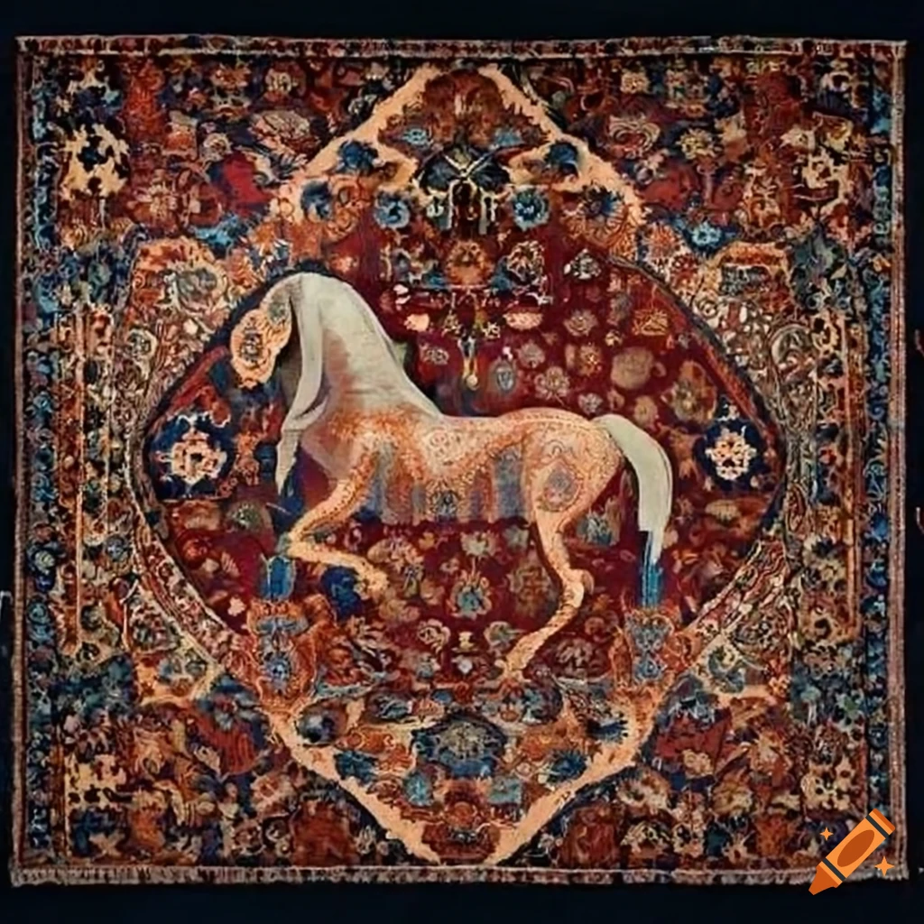 Persian carpet on a horse on Craiyon