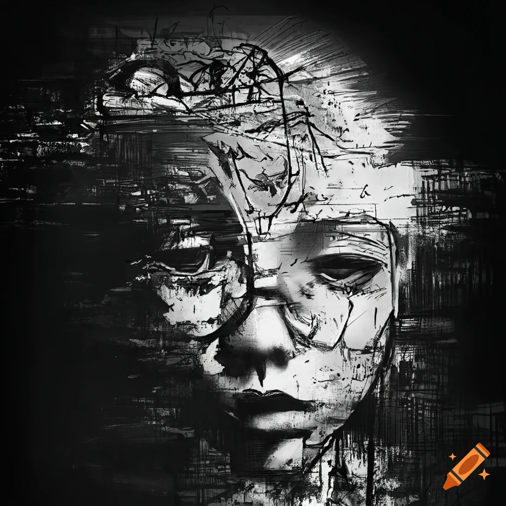Conceptual artwork depicting memory loss and confusion on Craiyon