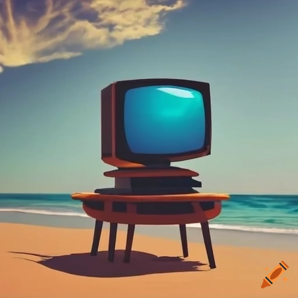 Lonely tv on the beach