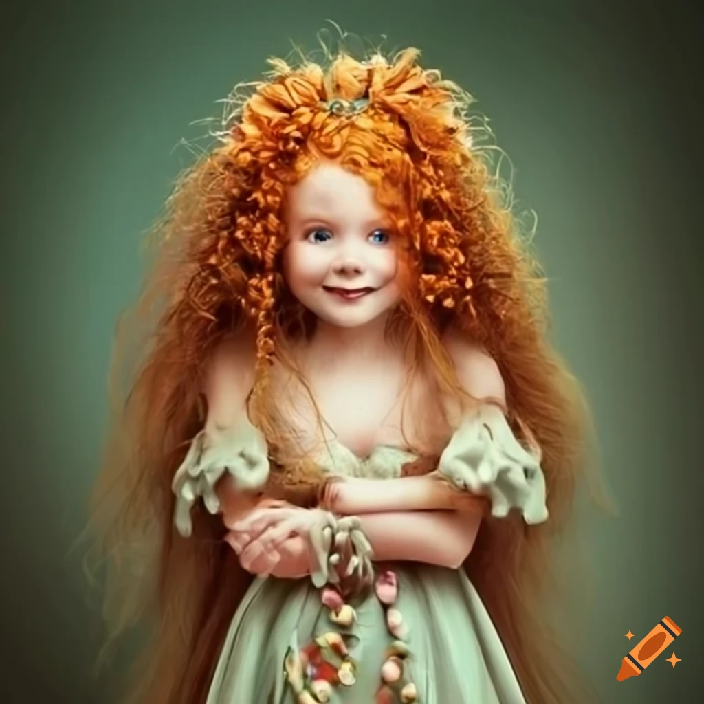 Cute and adorable illustration of smiling ginger-haired girls