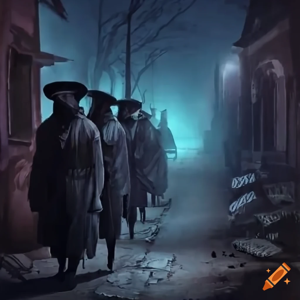 Image of a crowd chasing businessmen in a dark city street on Craiyon