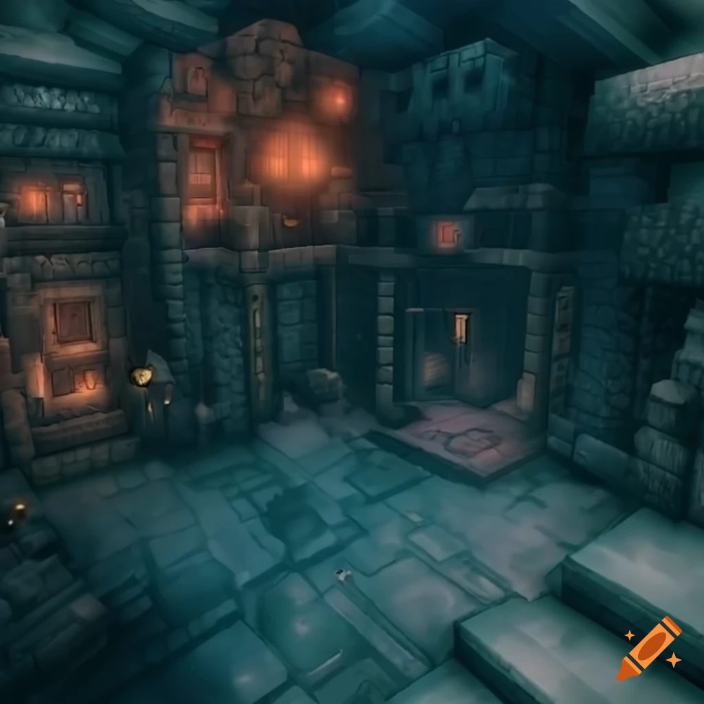 Intricate modular isometric concept art of various video game terrains