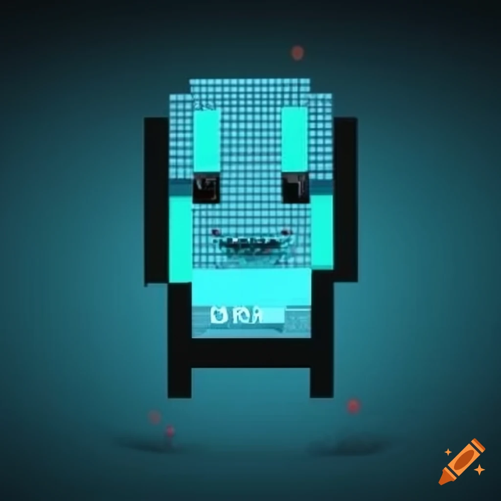 space invader face MINECRAFT ROBOT SIMPLE BACKGROUND on Craiyon