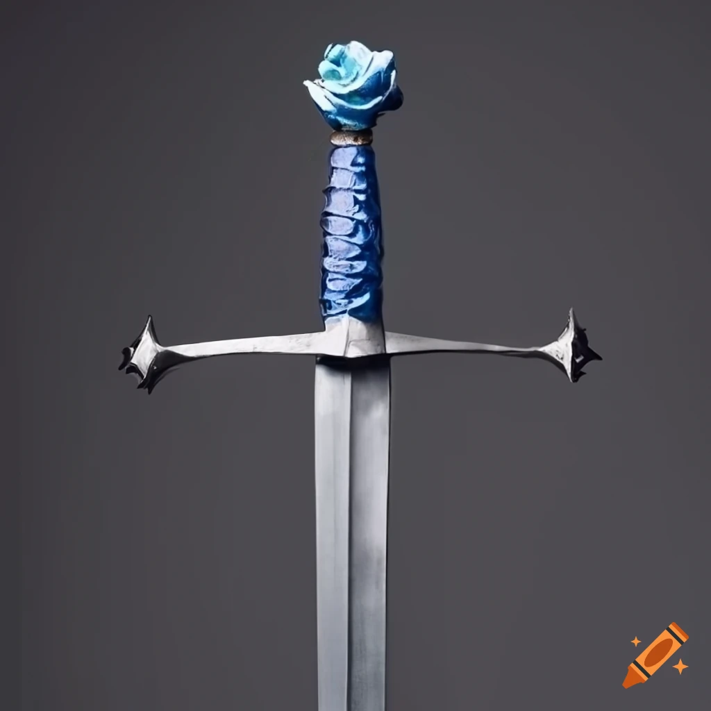 Medieval sword with blue rose