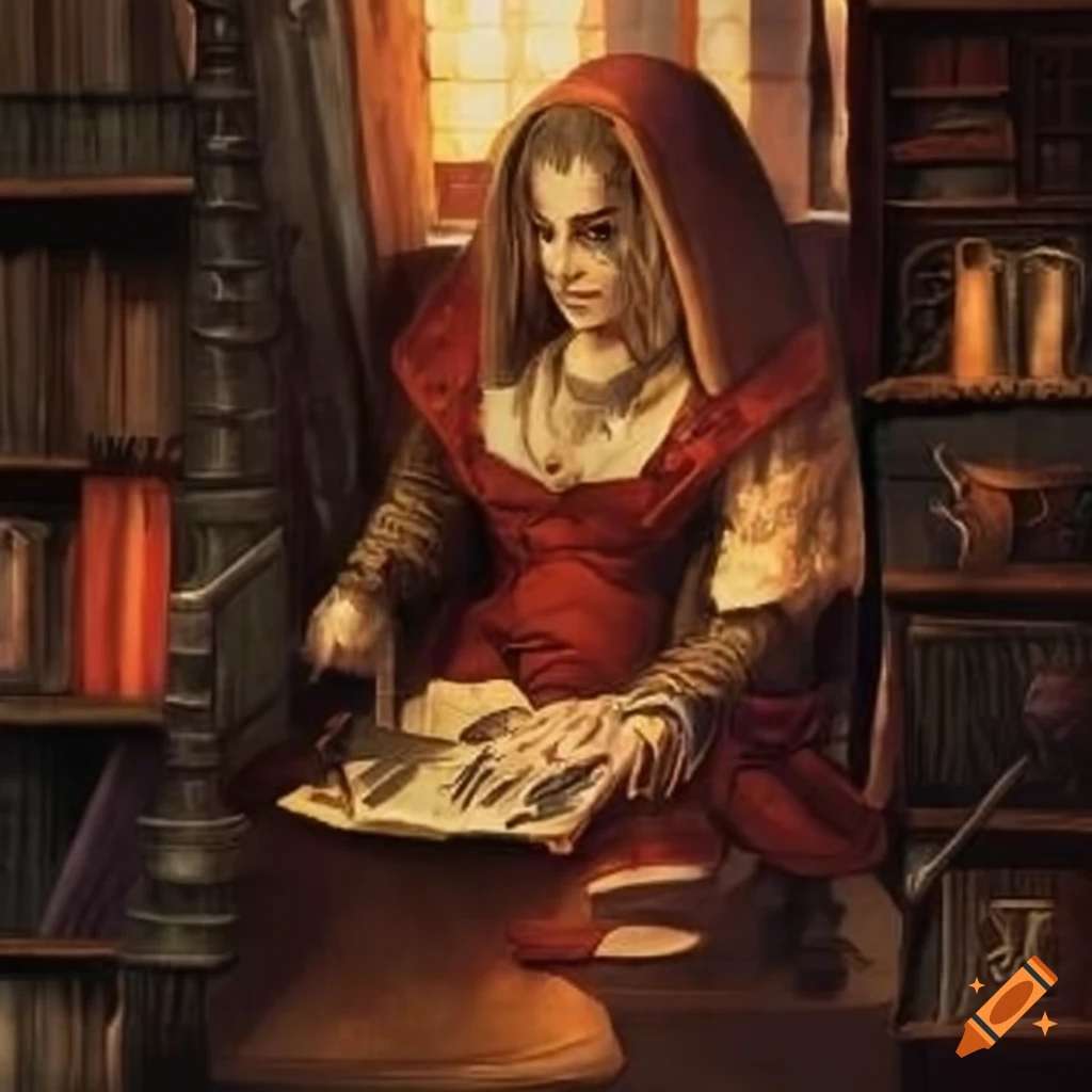 Grimoire library card art on Craiyon