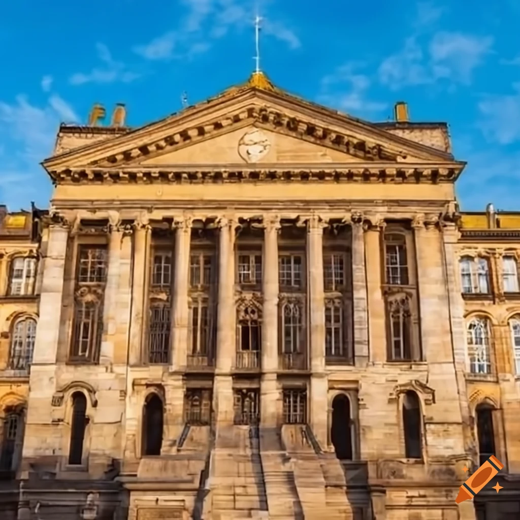 Front view of a mechanical engineering academic building with great ...