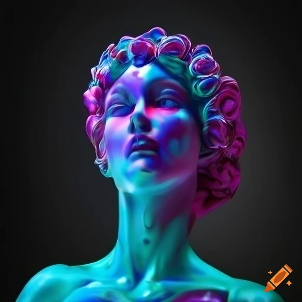 Sculpted 4k ultra hd quality random colored veined marble figures with ...