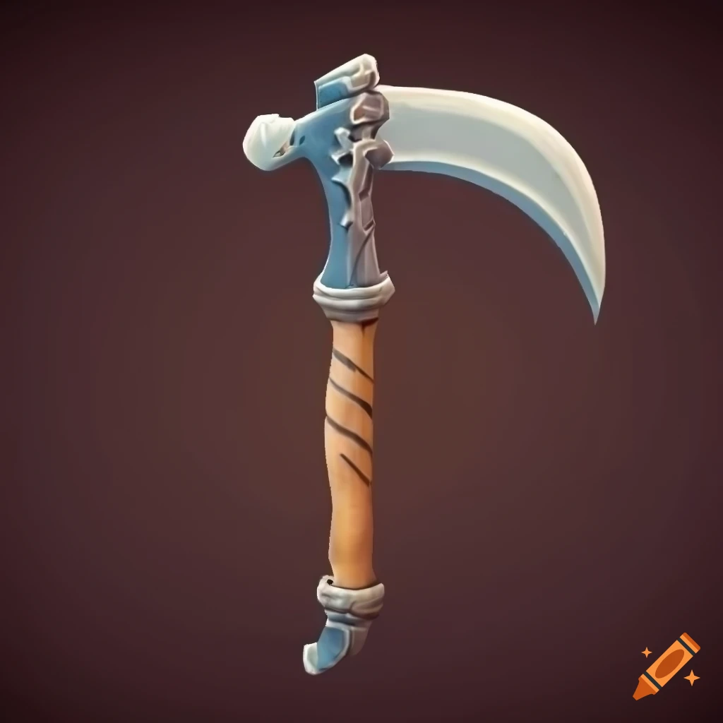 Stylized fantasy scythe with bone handle on Craiyon