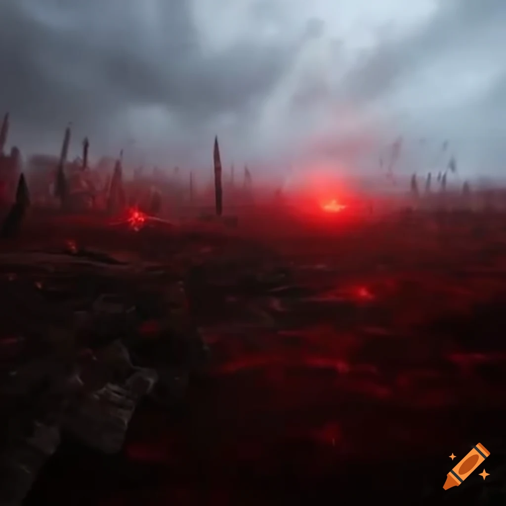 Image of a realistic devastated fantasy battlefield on Craiyon