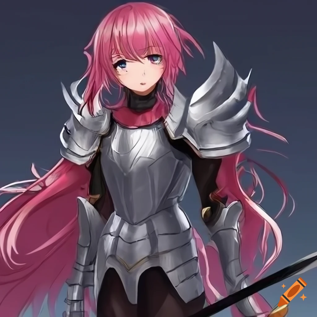 Illustration Of A Pink Haired Anime Girl In Knight Armor On Craiyon