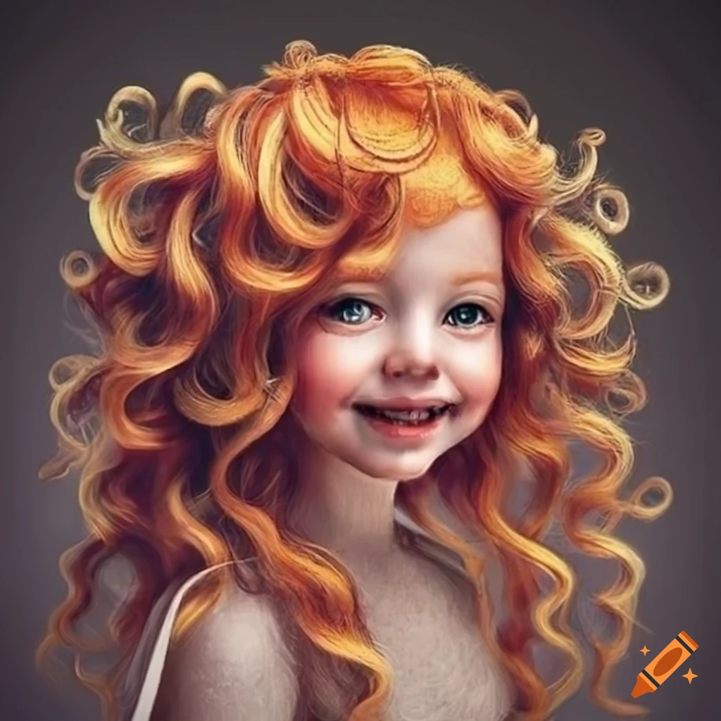 Cute and adorable illustration of smiling ginger-haired girls on Craiyon