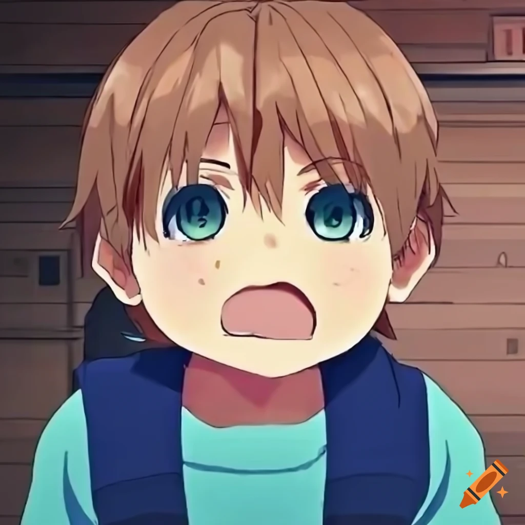 Adorable anime kid with a random facial expression