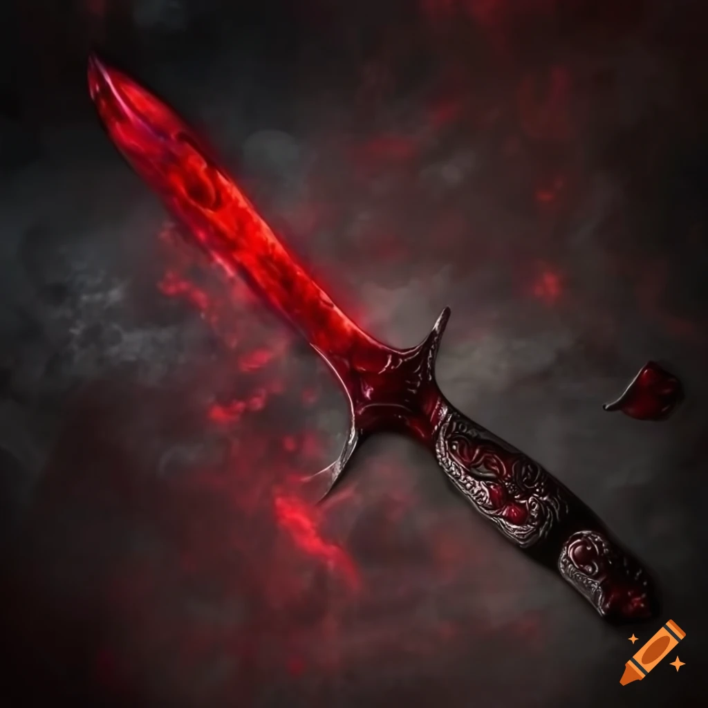 Sword with red garnet blade and electric energy on Craiyon