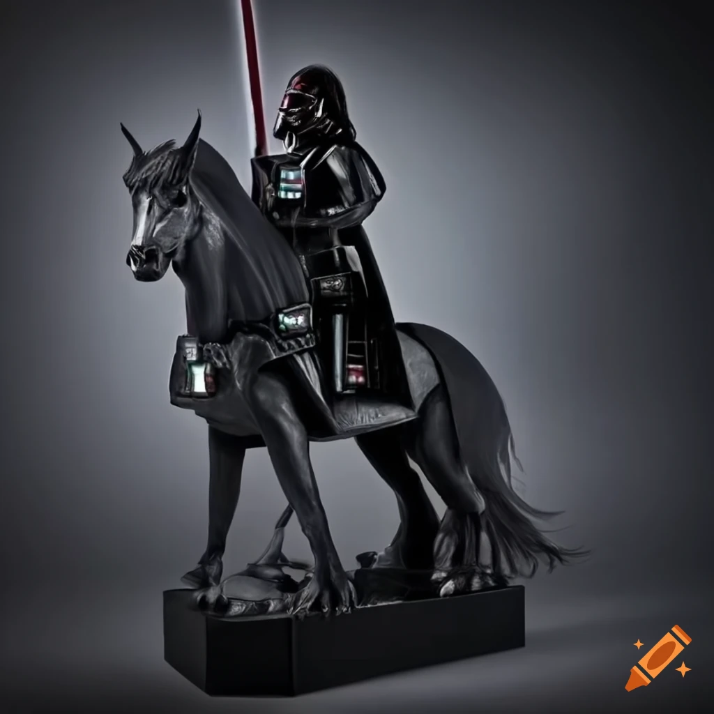 Humorous depiction of darth vader riding a unicorn on Craiyon