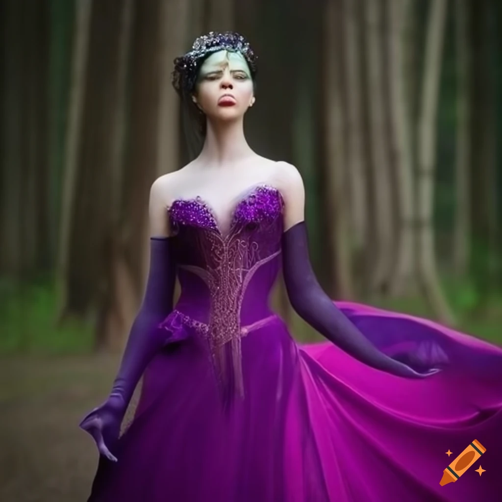 Beautiful magical princess in a purple dress on Craiyon