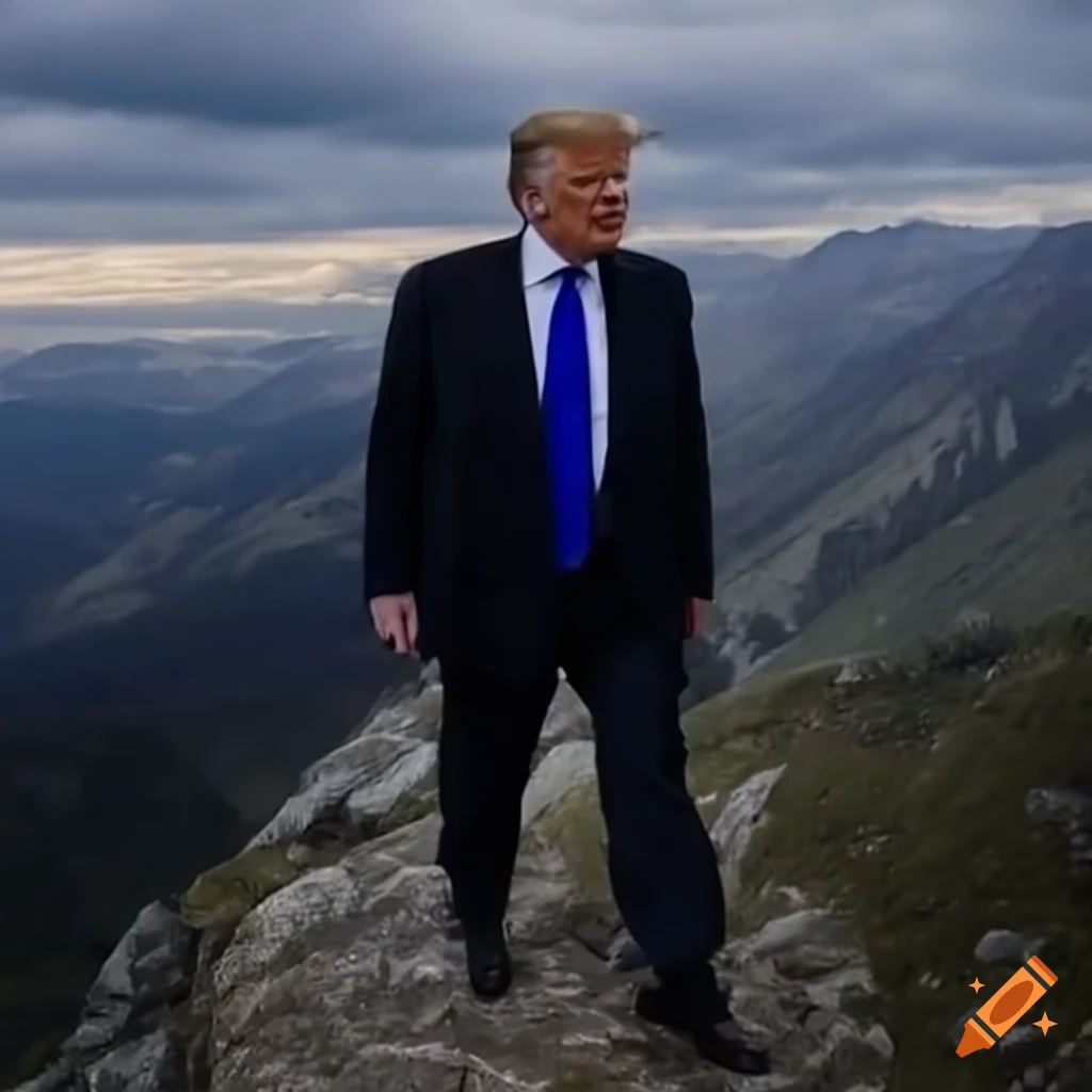 Satirical image of donald trump on a mountain on Craiyon