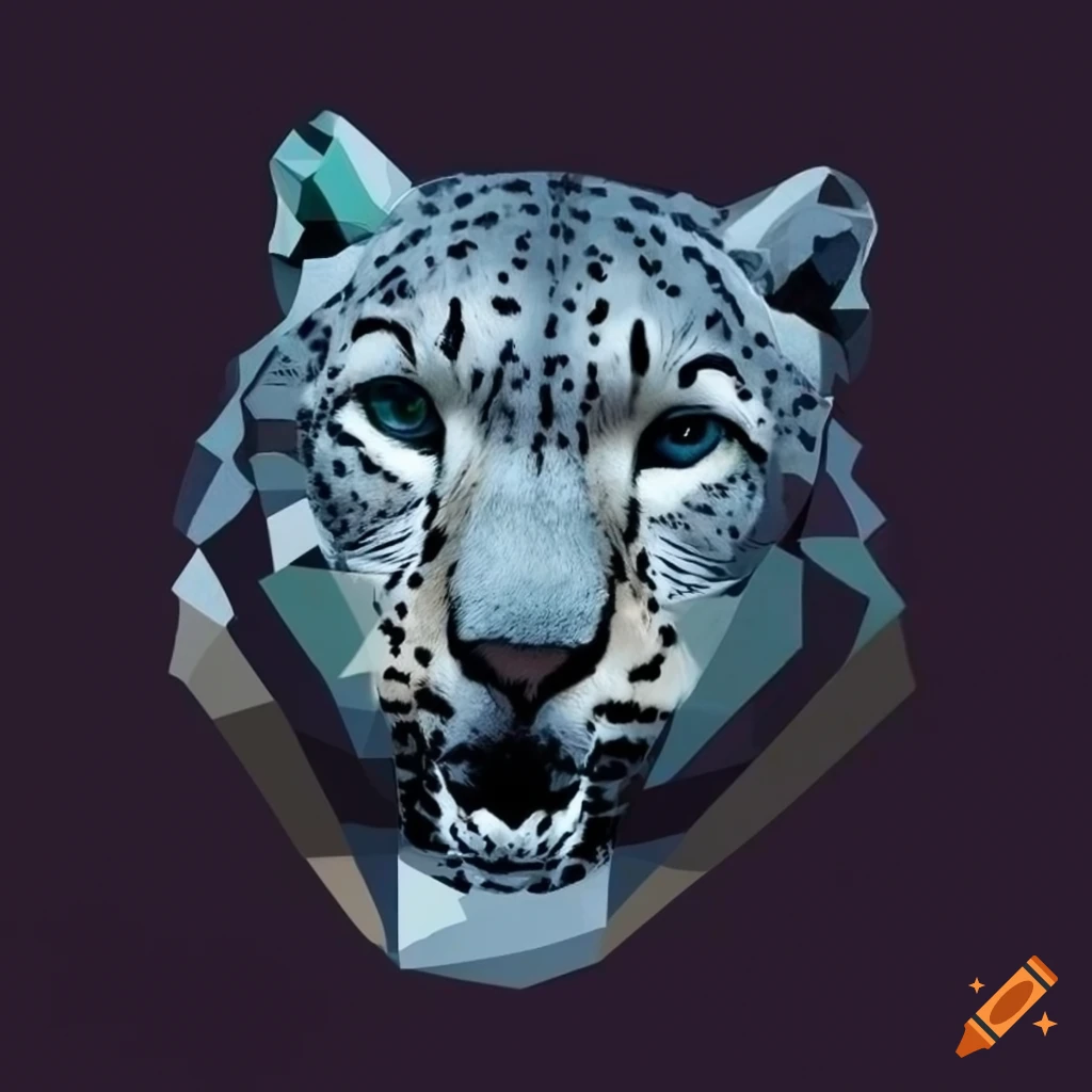 Geometric art style snow leopard on Craiyon