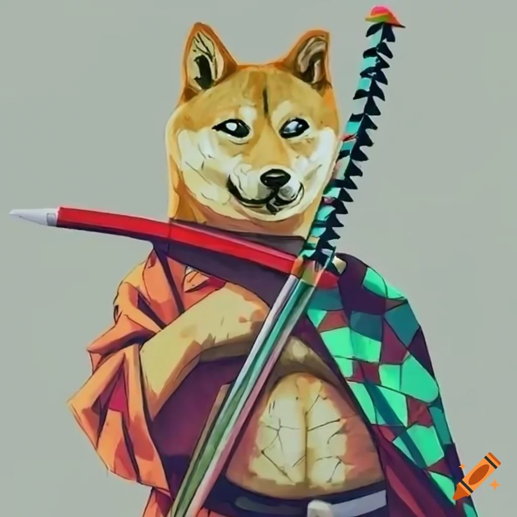 The scream painting with a shiba inu face screaming on Craiyon