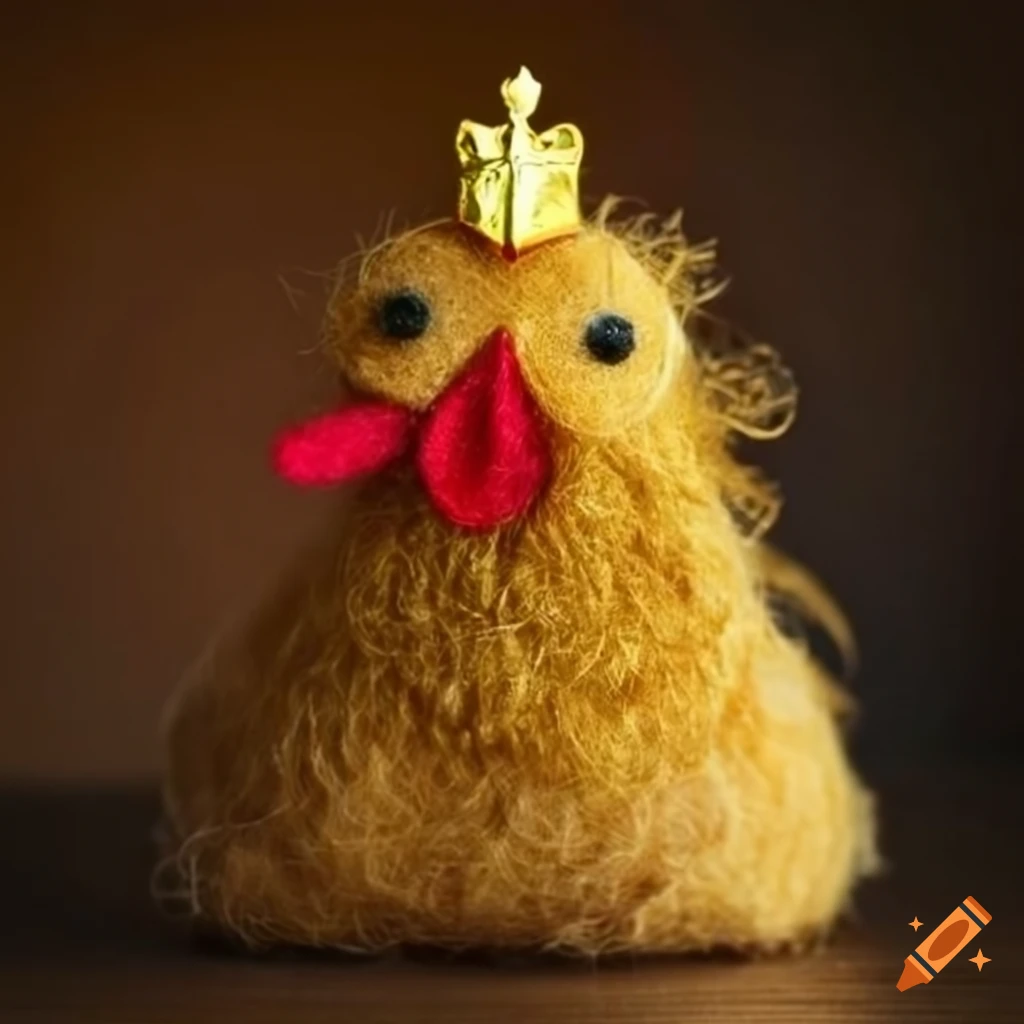 Golden chicken with crown and speckled head on Craiyon
