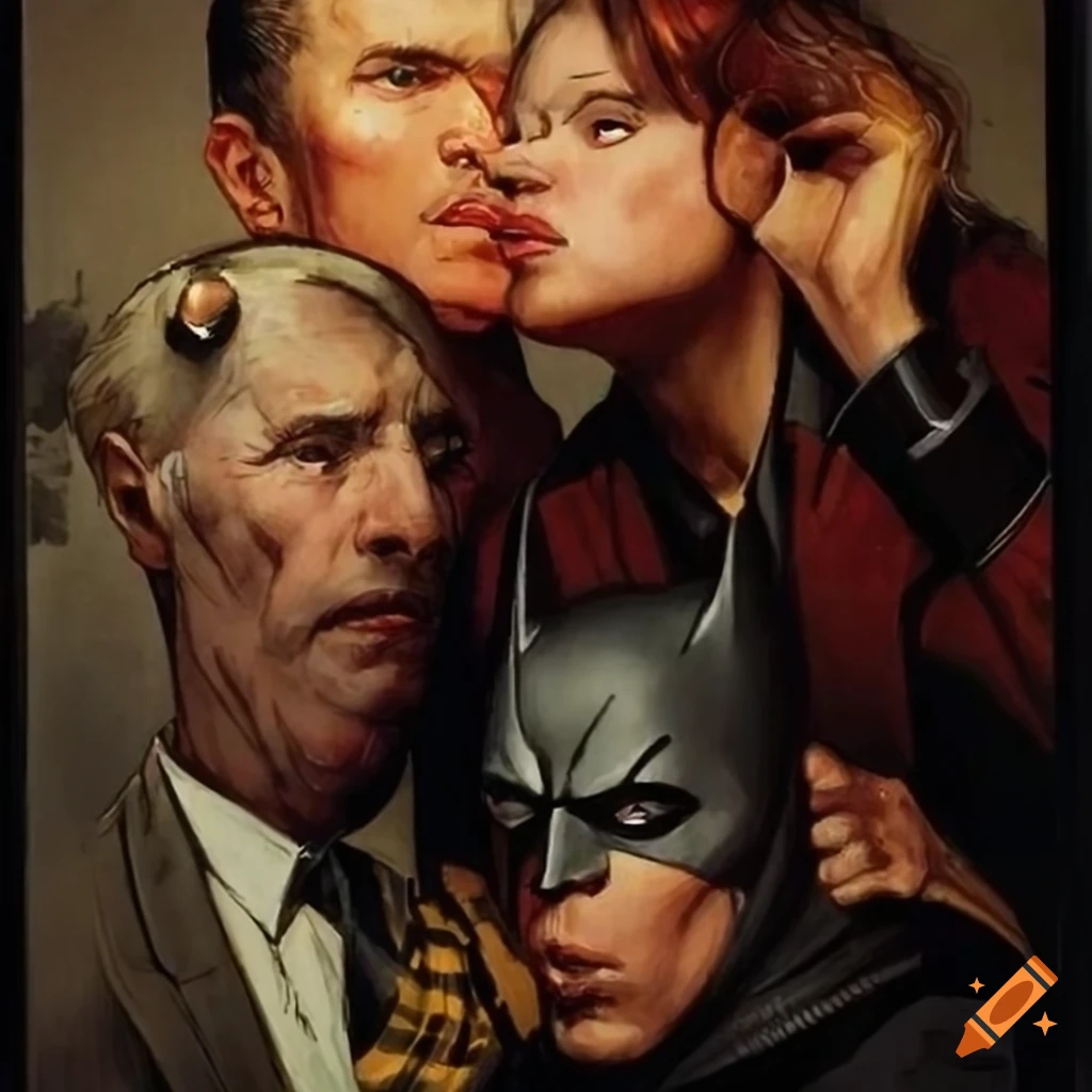 Bayne versus batman artwork by norman rockwell on Craiyon
