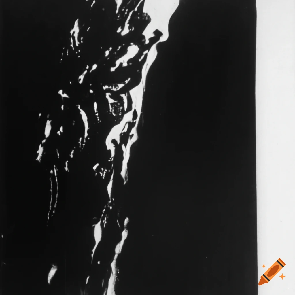 Distorted black and white still from an experimental movie on Craiyon