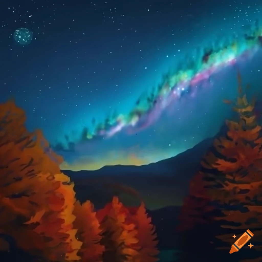 Oasis with cosmic afterglow for camping on Craiyon