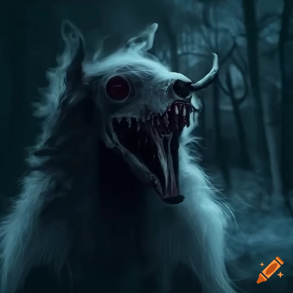 Black metal artwork of a forest with a giant cat on Craiyon