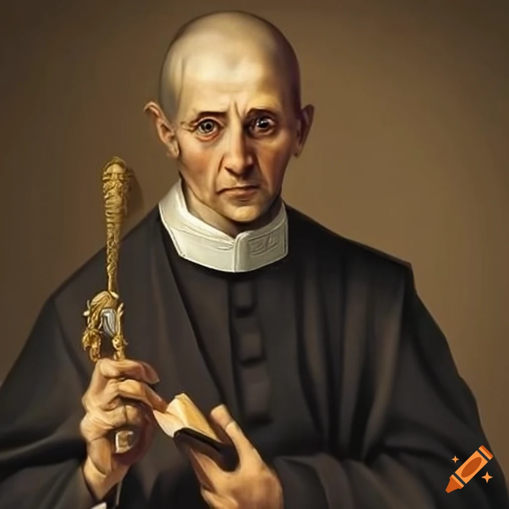 Image of a priest with a book and a crosier on Craiyon