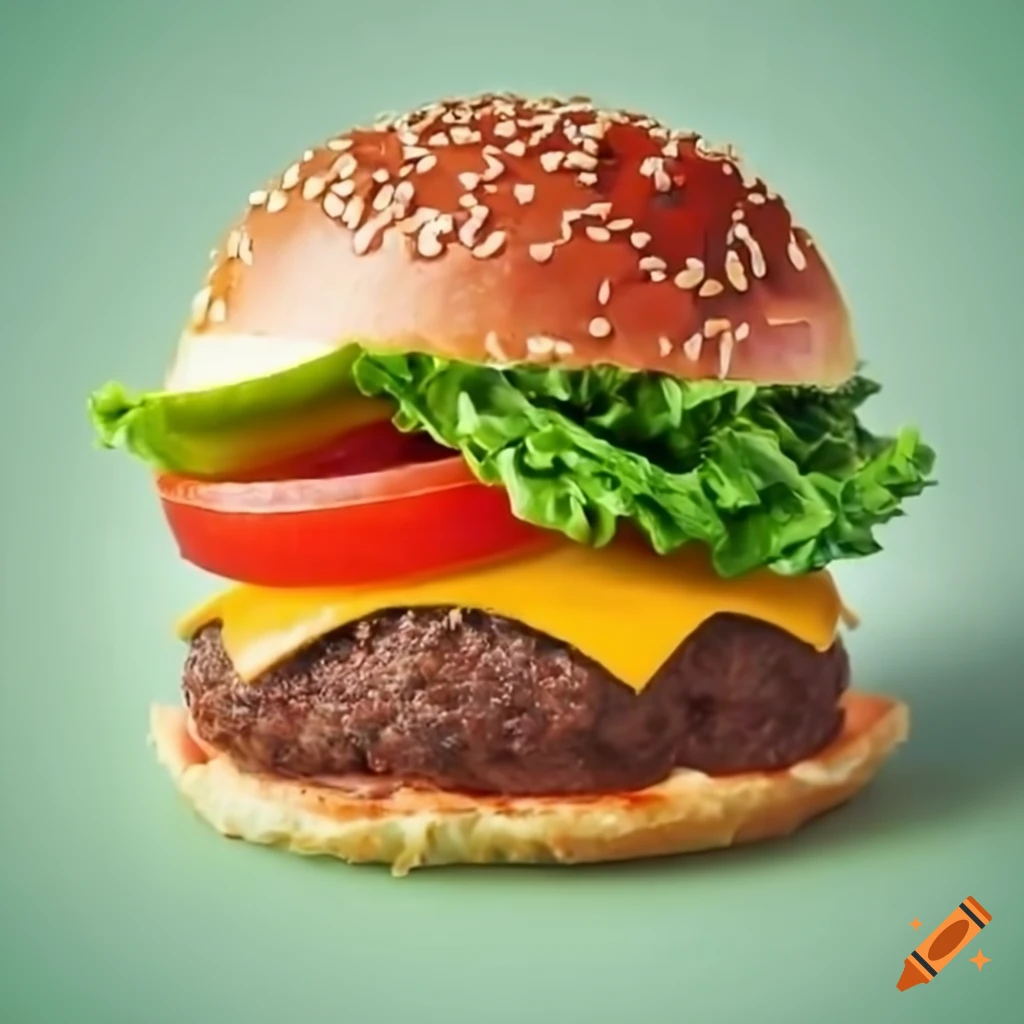 Image of a healthy burger with labelled ingredients