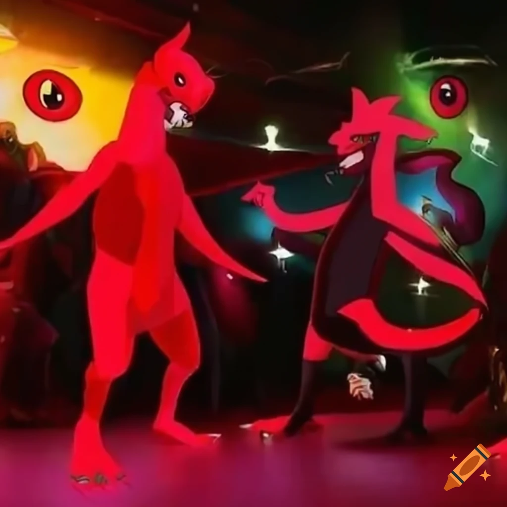 Crazy dragon pokemon dance party on Craiyon