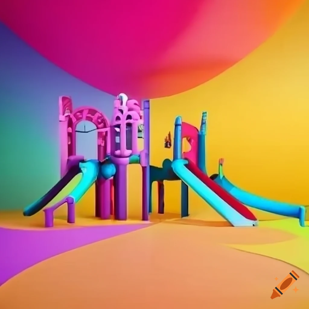 Surrealist playground with vibrant colors on Craiyon