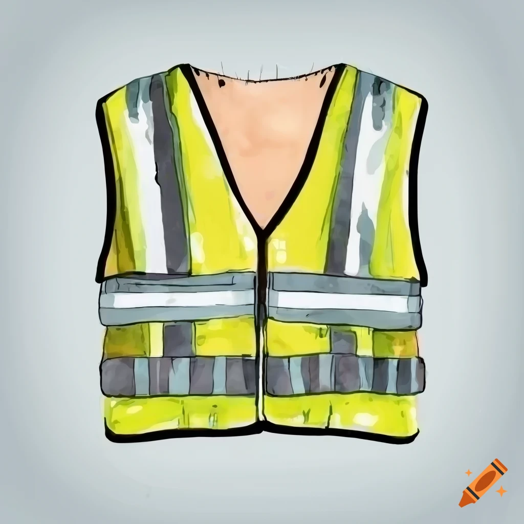 Hand-drawn watercolor illustration of a safety vest on Craiyon