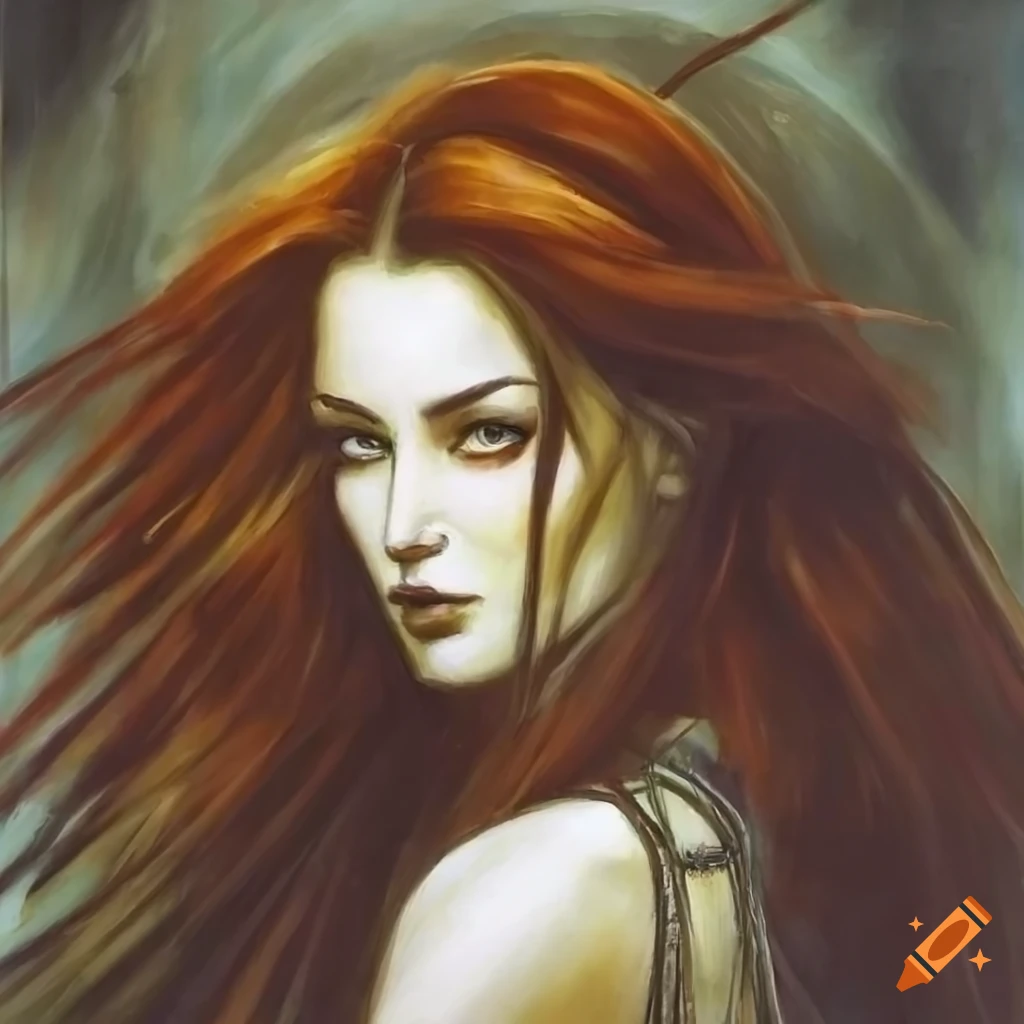 Beautiful portrait in luis royo art style with a ginger aesthetic on ...