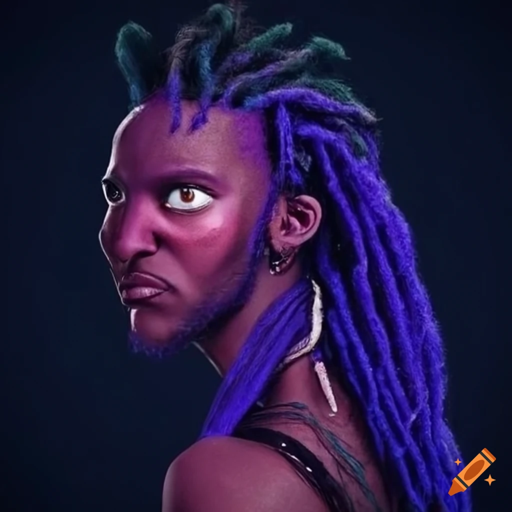 Stylish man with purple dreadlocks on Craiyon