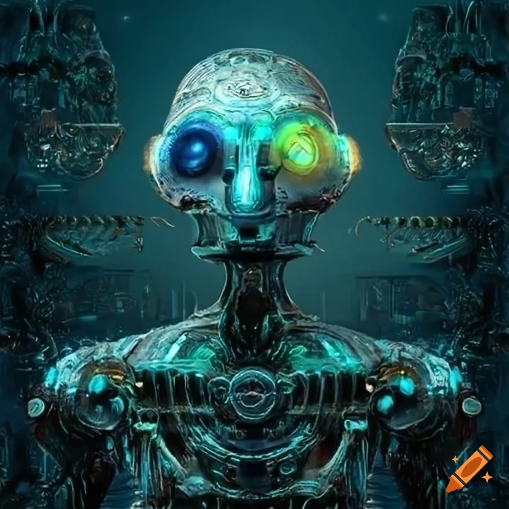 80's style droid face on Craiyon