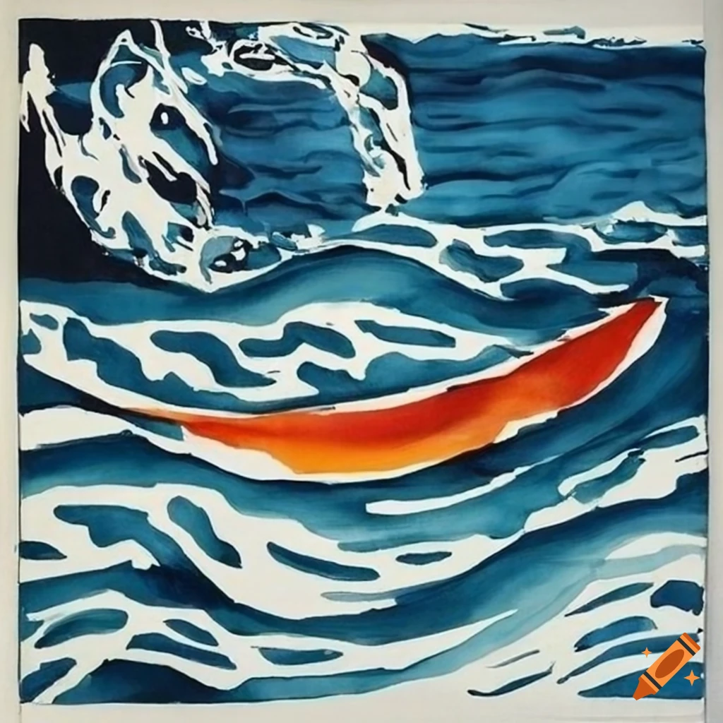 Ink painting of waves and surf inspired by henri matisse on Craiyon