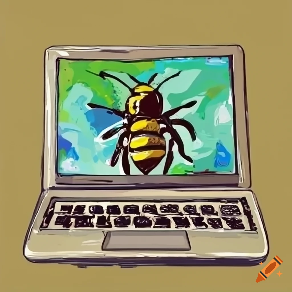 Bee using a laptop on Craiyon
