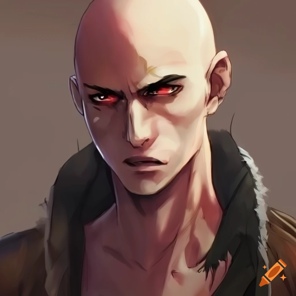 Art of a bald fantasy character