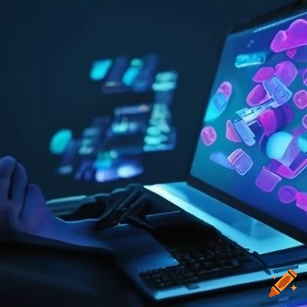 Digital art representing a futuristic cyberspace on Craiyon
