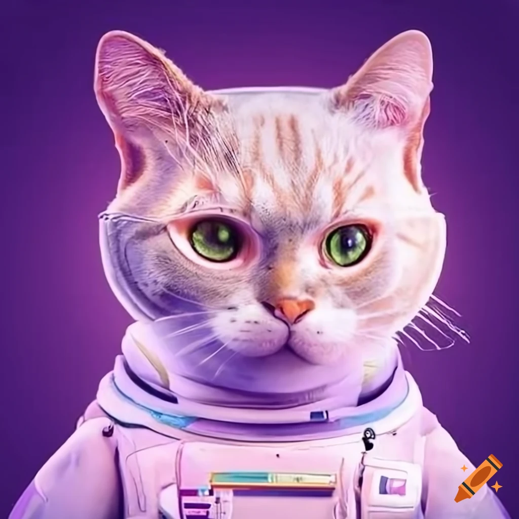 Humorous illustration of a cat astronaut