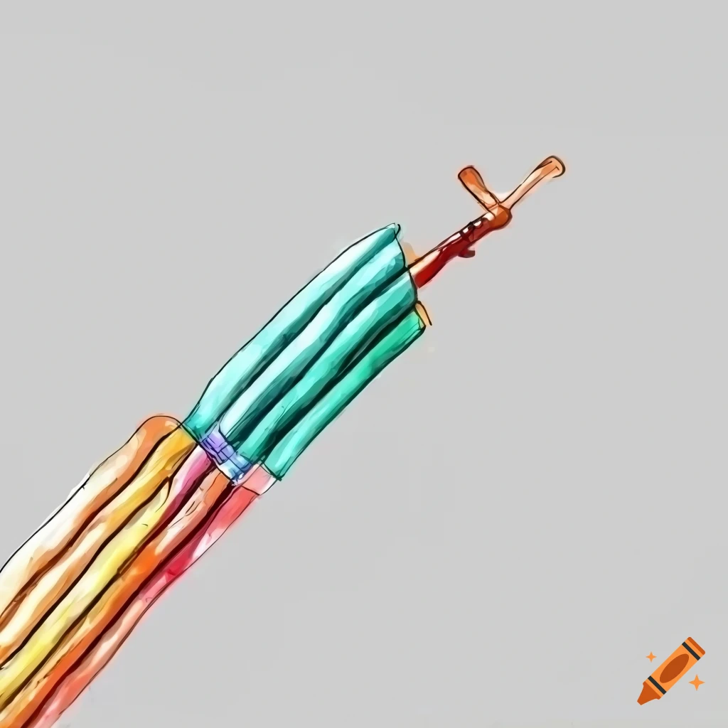 Red, green, blue and yellow eletric wire on Craiyon