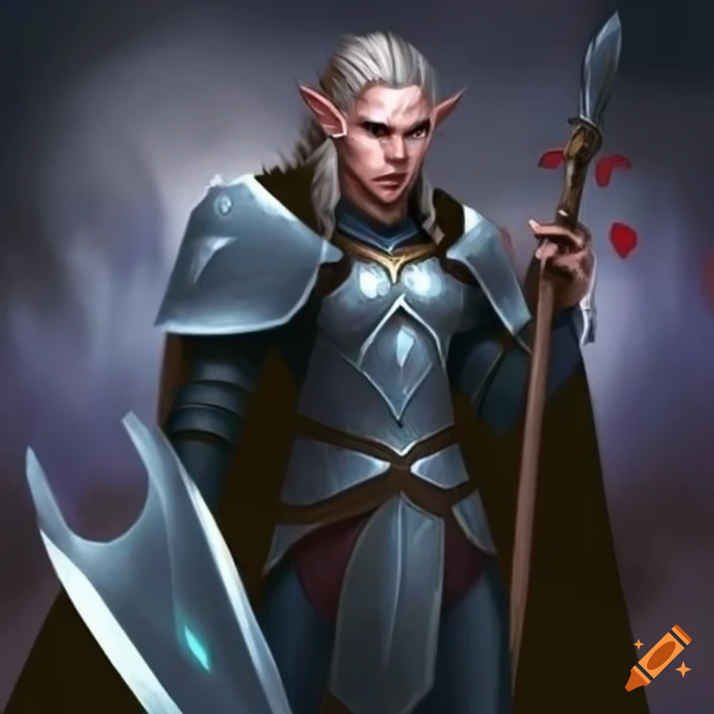 Elf paladin with a spear on Craiyon