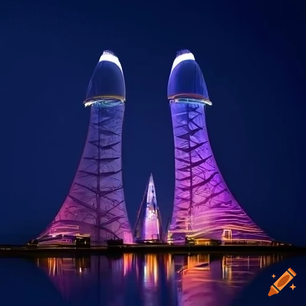 Night view of futuristic buildings in india on Craiyon