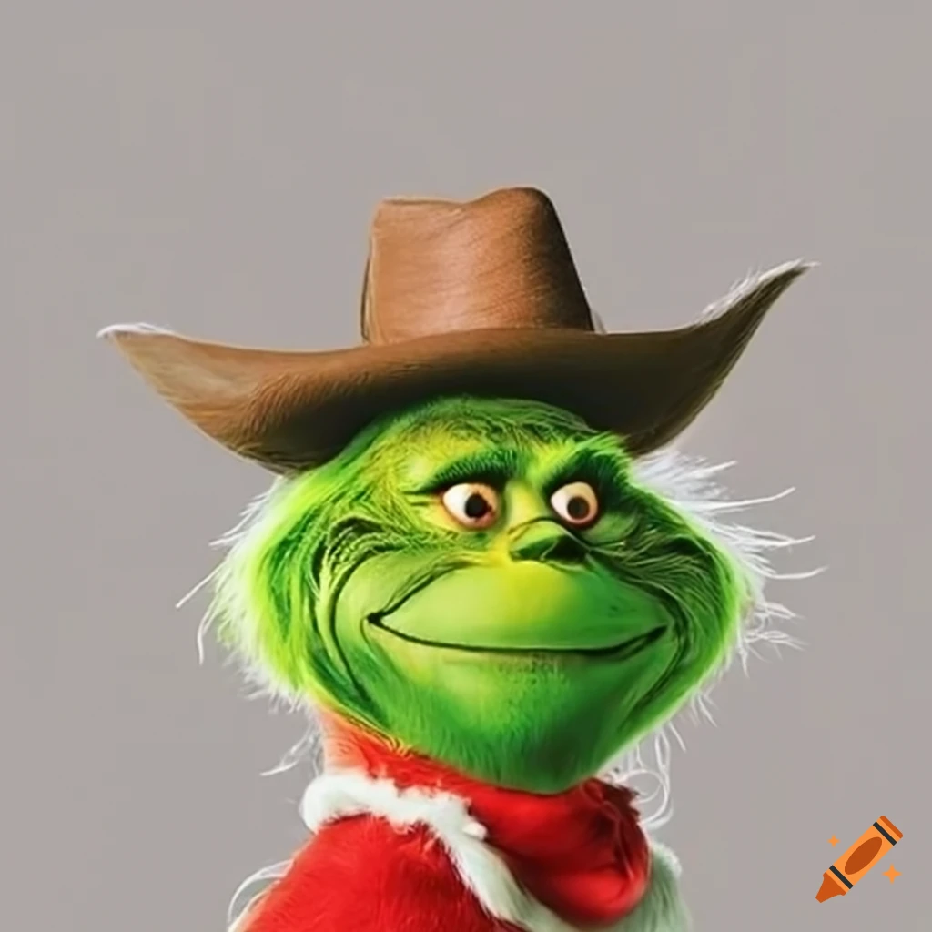 The grinch dressed as a cowboy on Craiyon
