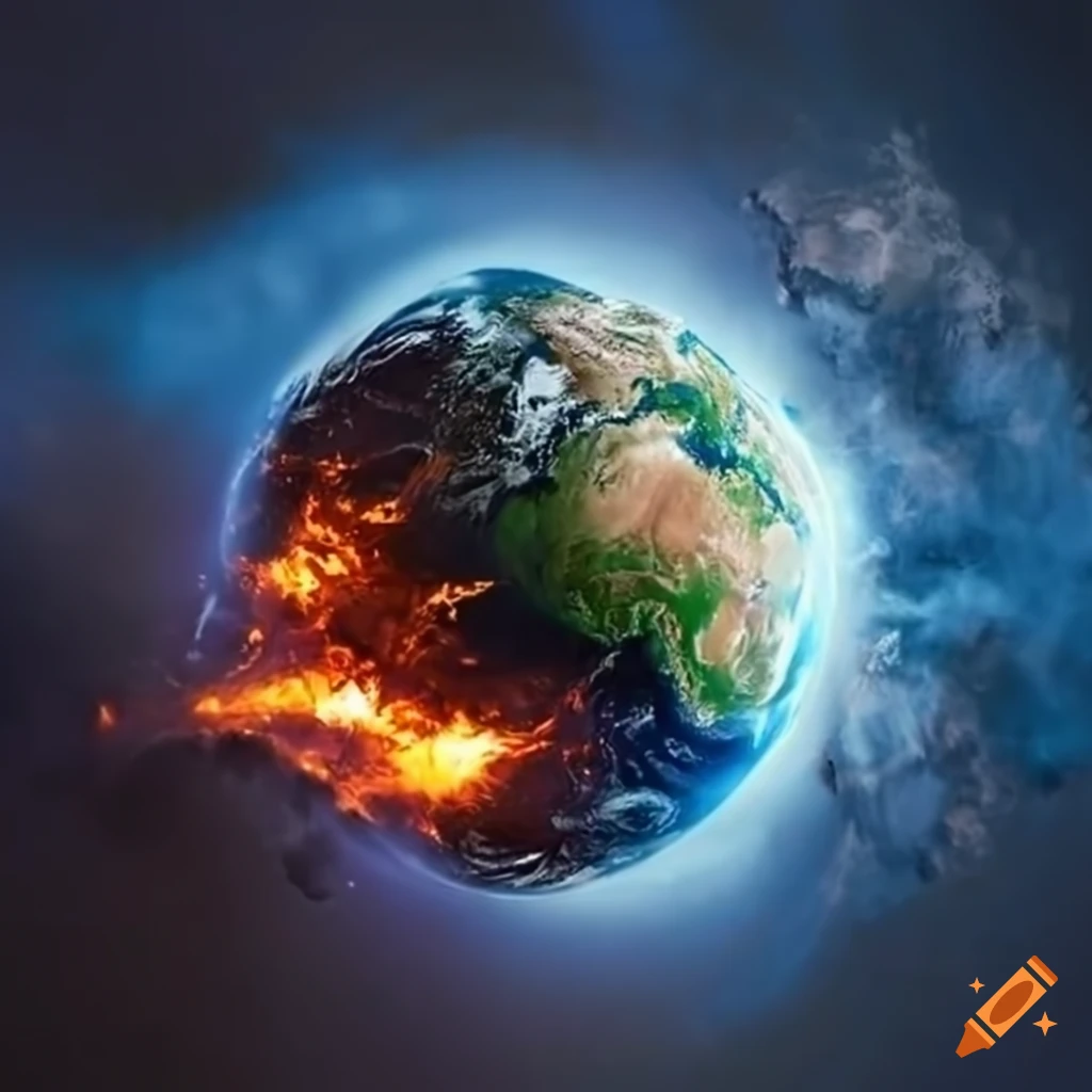 Artistic representation of an exploded earth on Craiyon