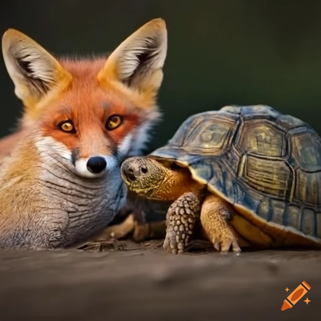 Image of a fox and a tortoise on Craiyon