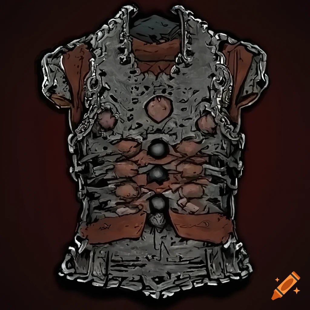 Ornate chainmail body plate from the style of darkest dungeon on Craiyon