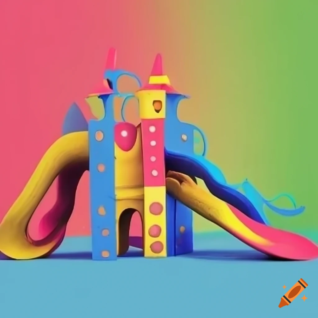 Surreal and colorful playground on Craiyon
