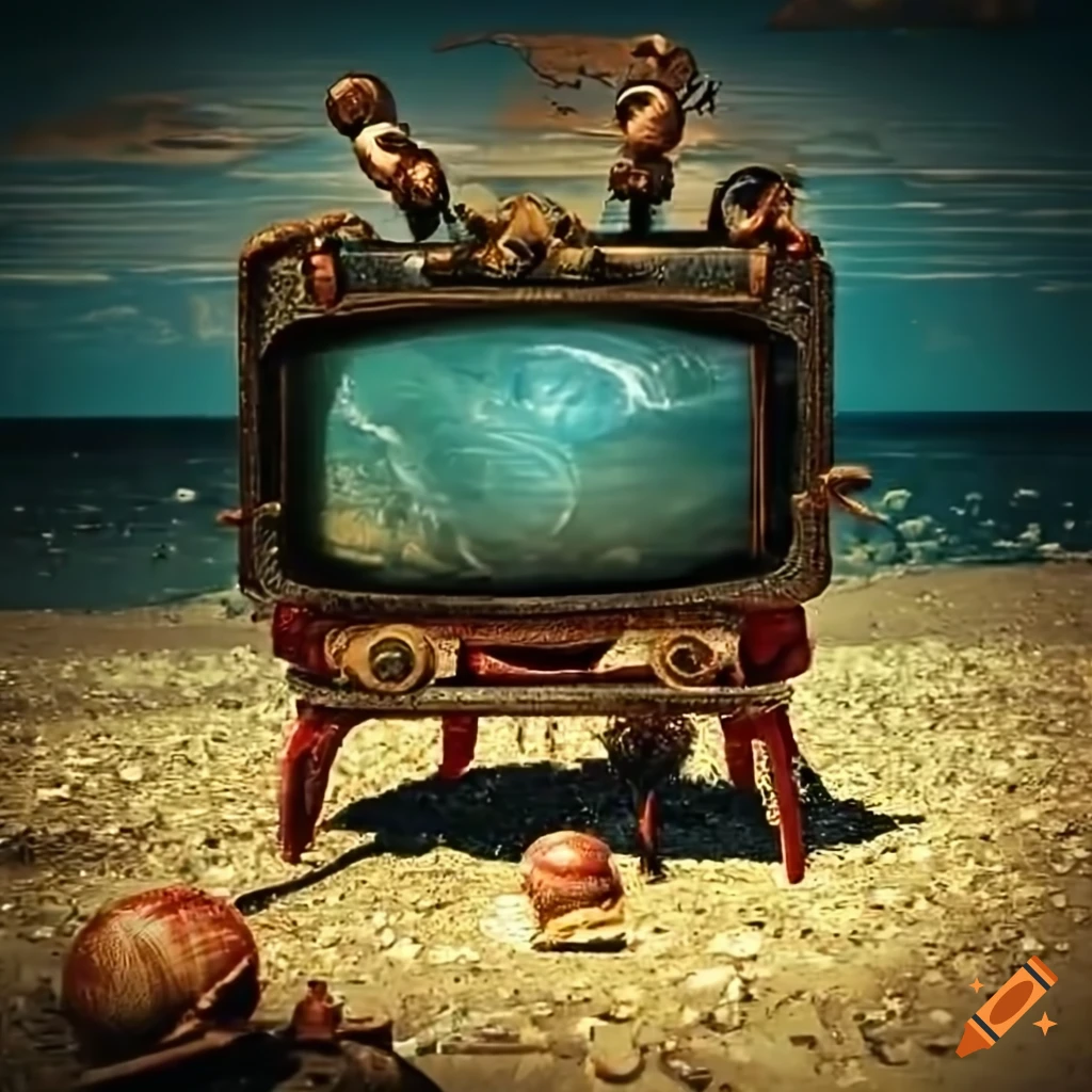 Surreal image of steampunk machines on the beach on Craiyon